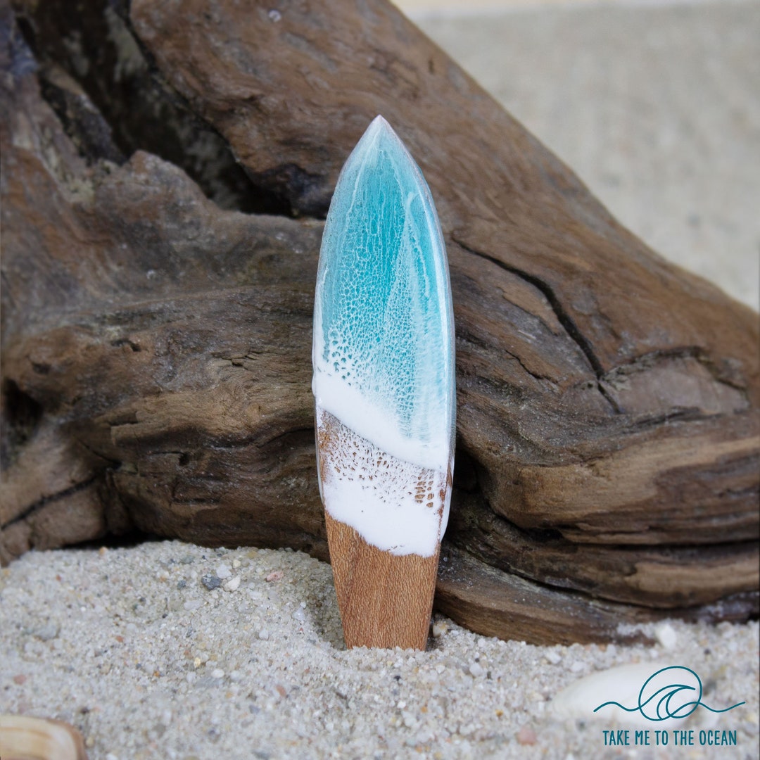 Mini Surfboard Magnet: Resin Ocean Wave Art, Upcycled Wood, Ibiza Style ...
