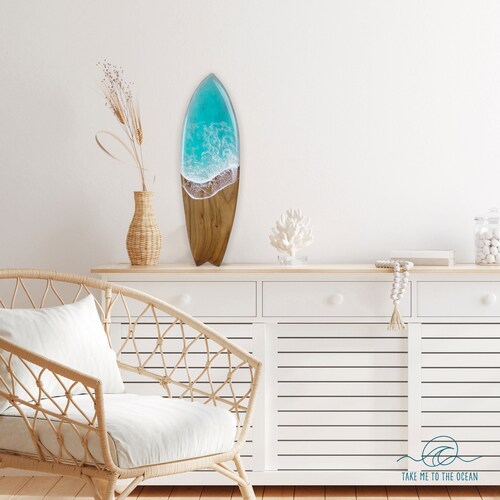Surfboard Wall Art Epoxy Wooden Mini Surfboard Ocean Art - Etsy