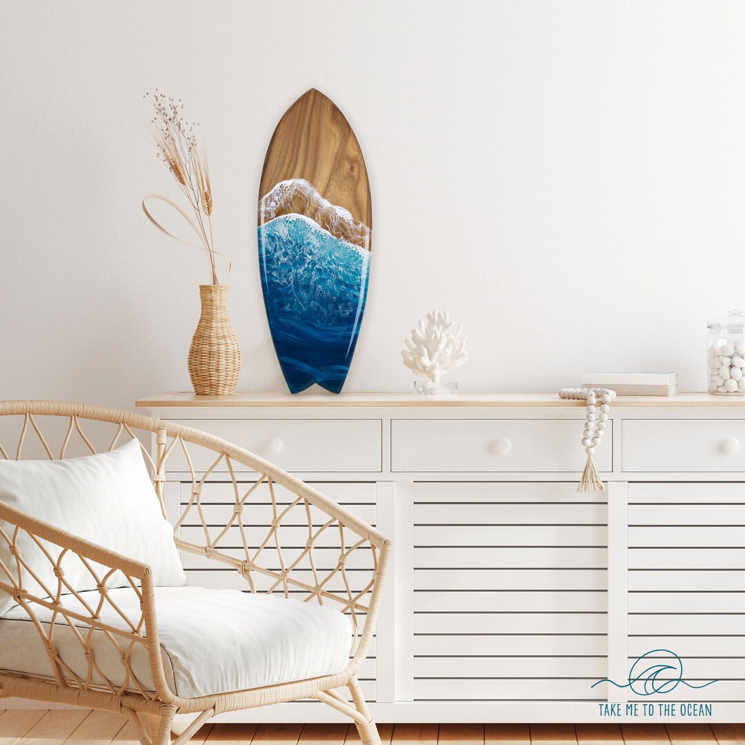 Tabla de surf decorativa con arte de olas del océano, decoración del ...