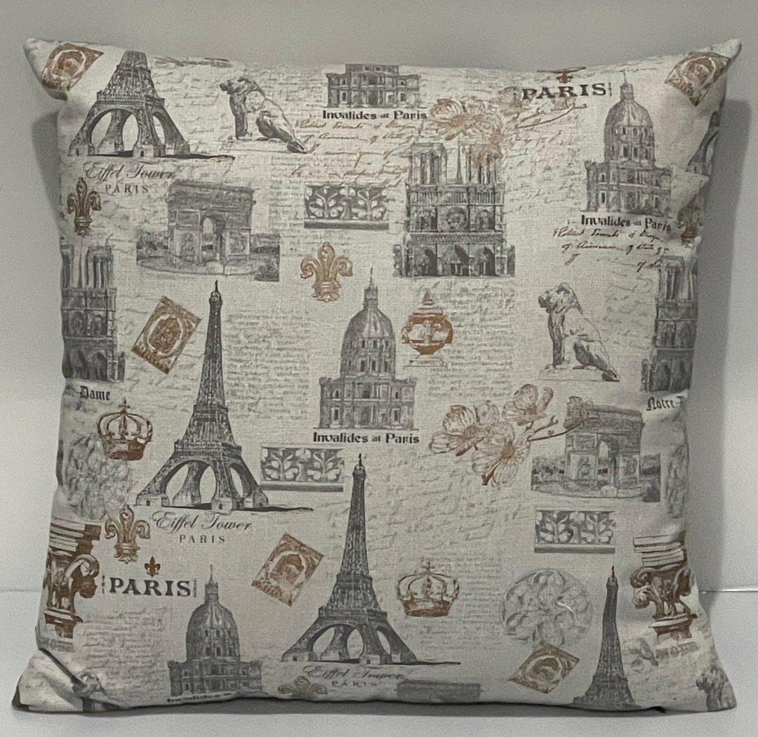 Pillow With Paris With Gray Background and Black and Gold Images and ...