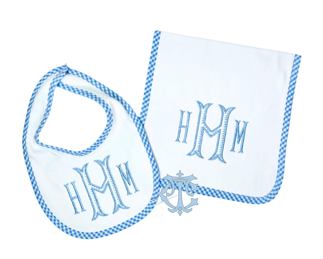 Baby Boy Monogram Bib Burp Cloth Set, Baby Boy Gift, Baby Boy Coming ...