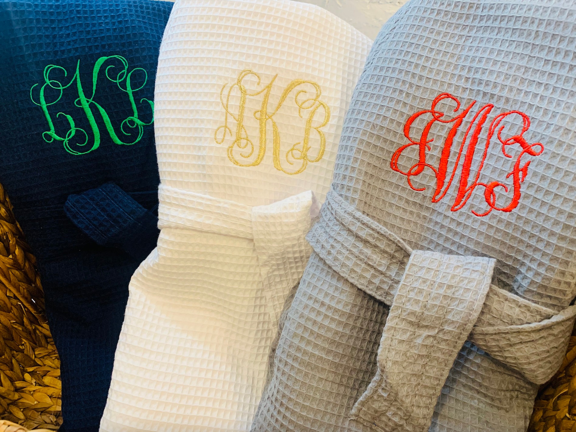 Monogrammed Bridesmaid Robes Bridal Party Personalized Waffle - Etsy