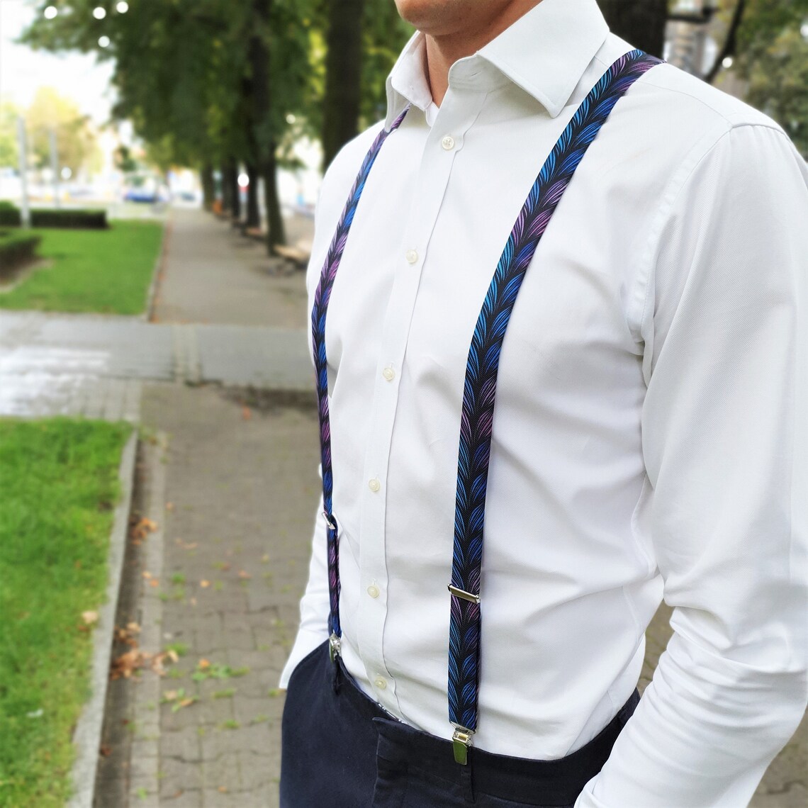 Colorful Leaves' Suspenders. Hand-made in Poland, From the Best Italian ...