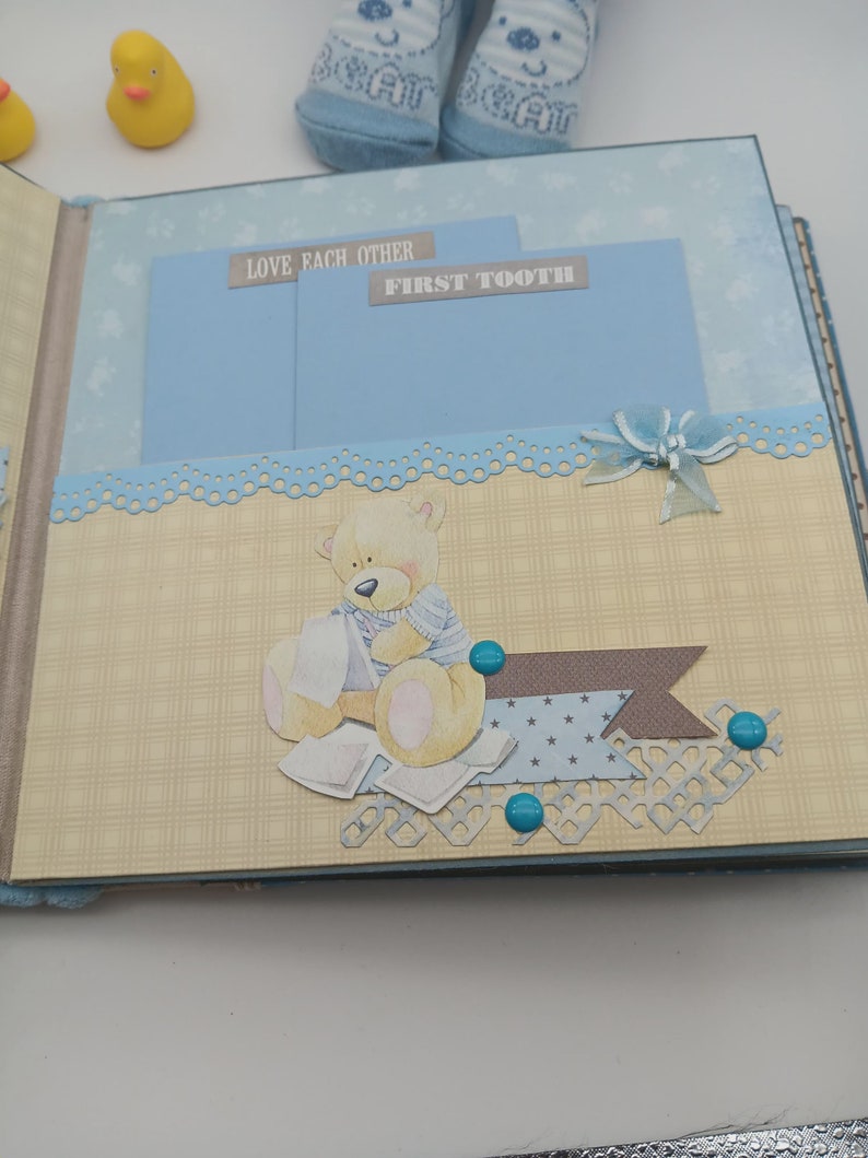 Personalized Scrapbook Baby Boy Mini Album,first Year,new Grandson Gift ...
