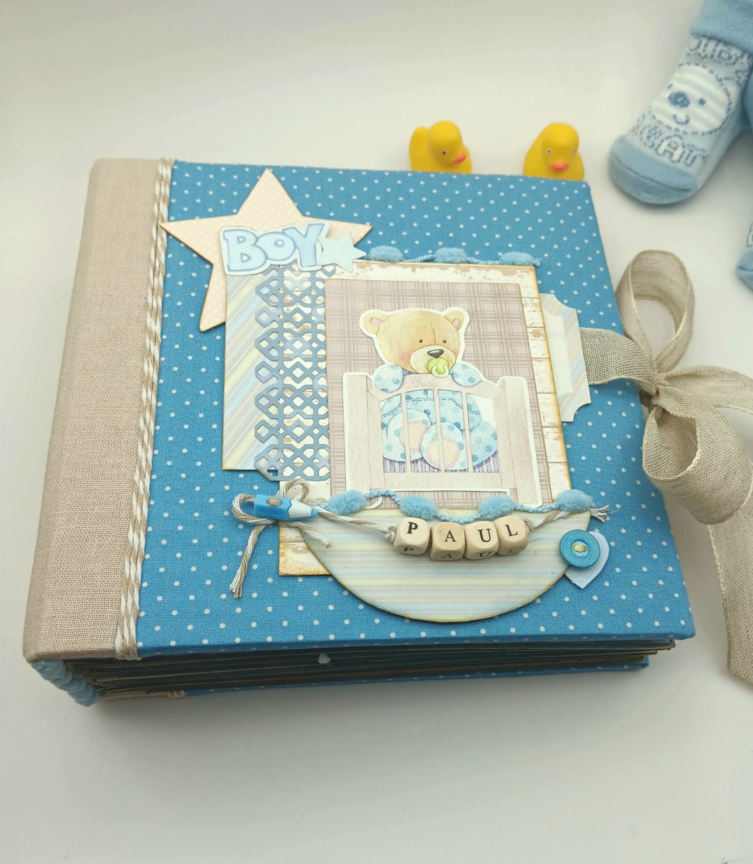 Custom Baby Boy Scrapbook, First Year Album,keepsake Book, Newborn ...