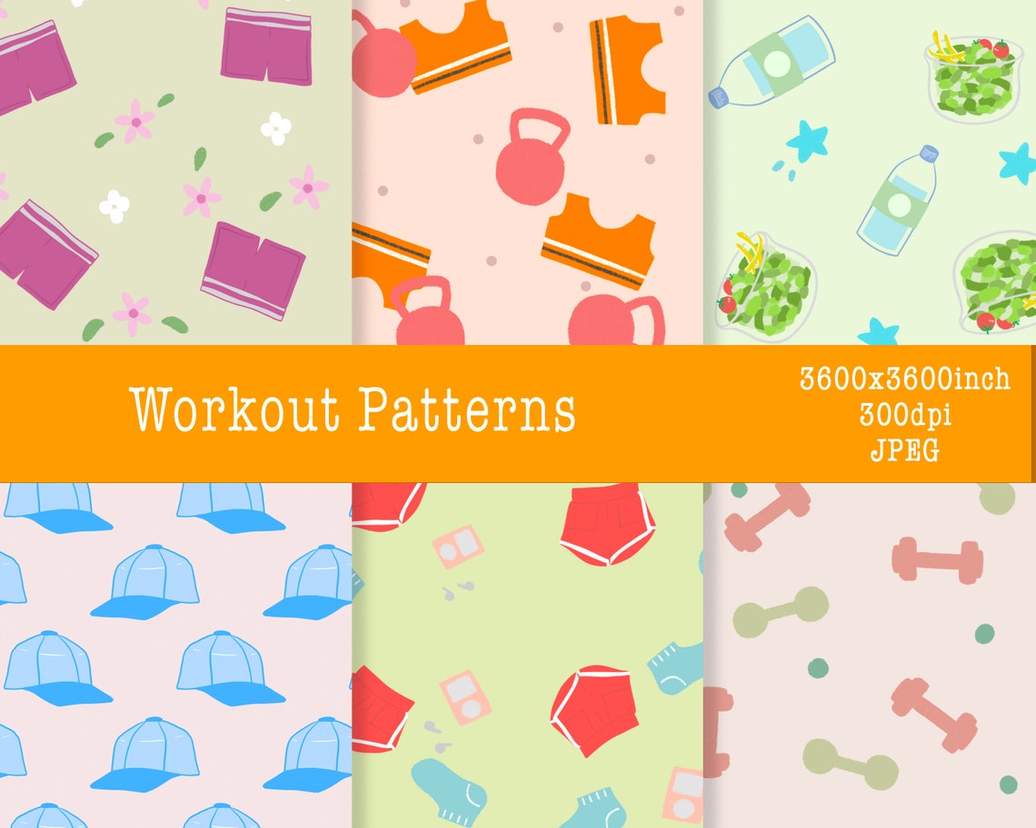 Workout paper Fitness paper Digital paper Pattern paper | Etsy