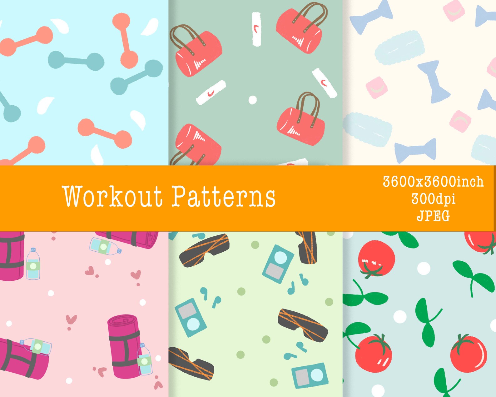 Workout paper Fitness paper Digital paper Pattern paper | Etsy