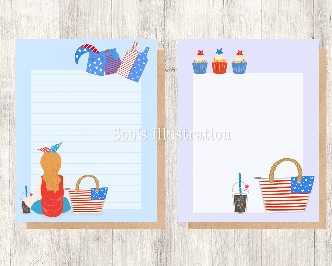 Independence Day Paper, 4th of July Paper, Instant Download Stationery ...