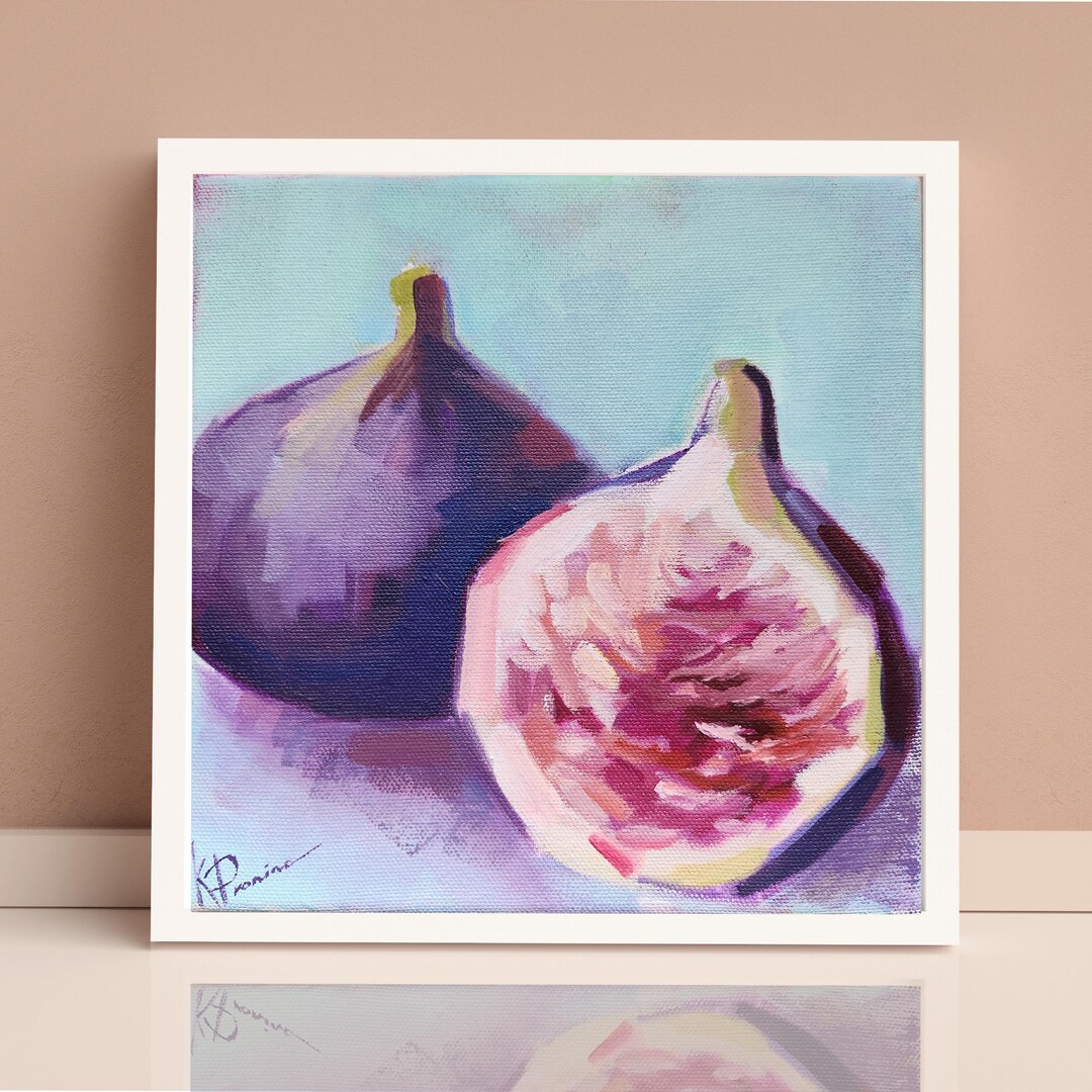 Original Oil Painting Figs on Canvas, 20x20cm, Mini Fruit Artwork - Etsy
