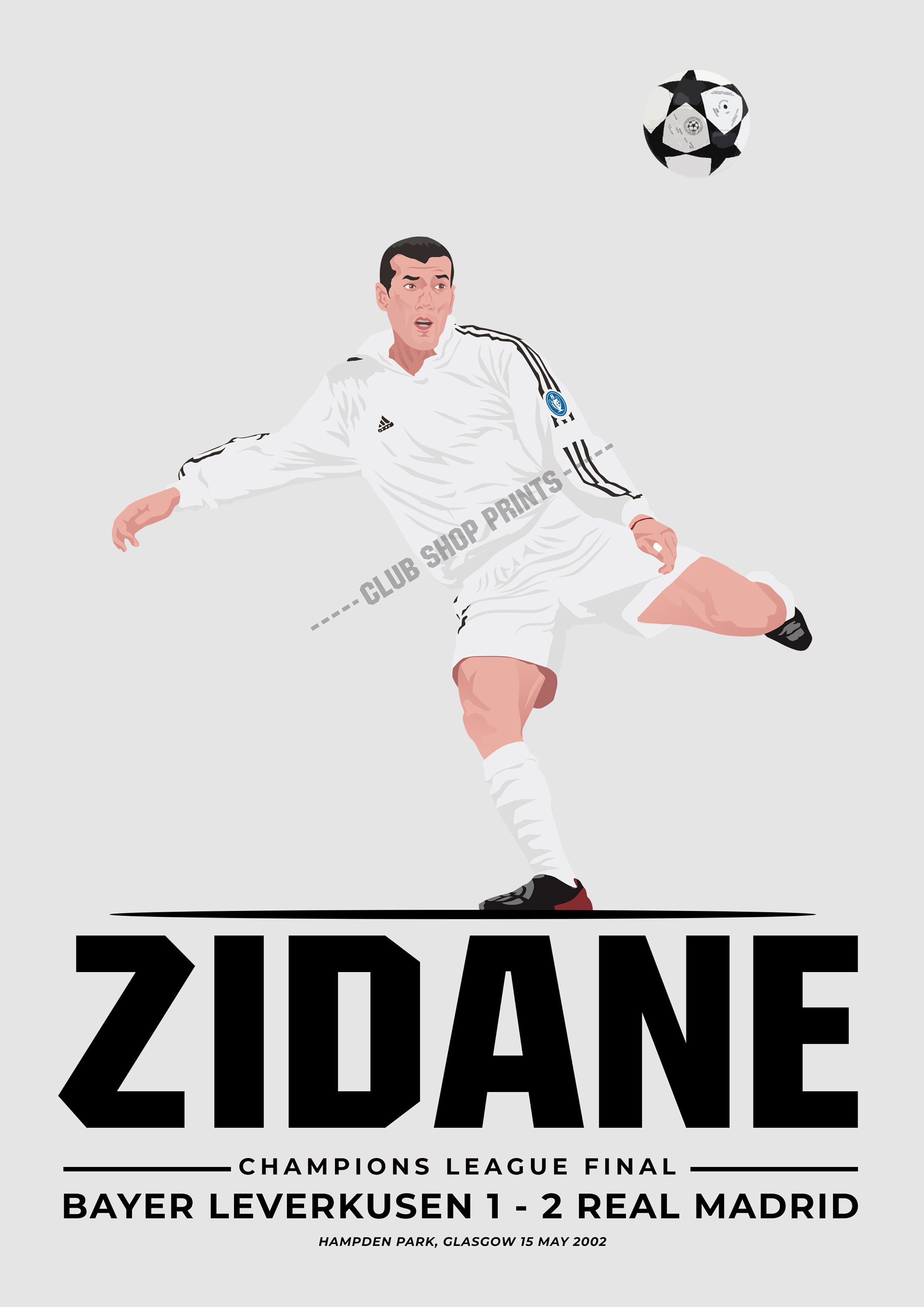 Zinedine Zidane Champions League Final Art Print - Etsy UK