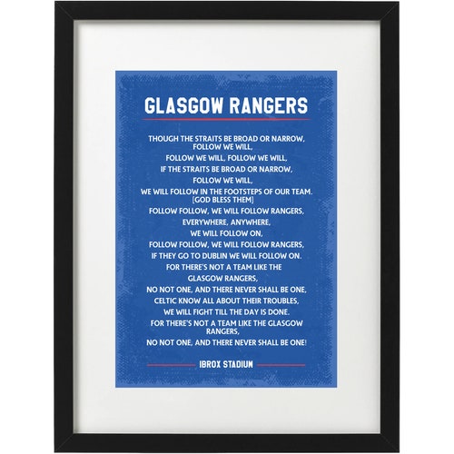 Glasgow Rangers Follow Follow Fans Song Art Print - Etsy UK