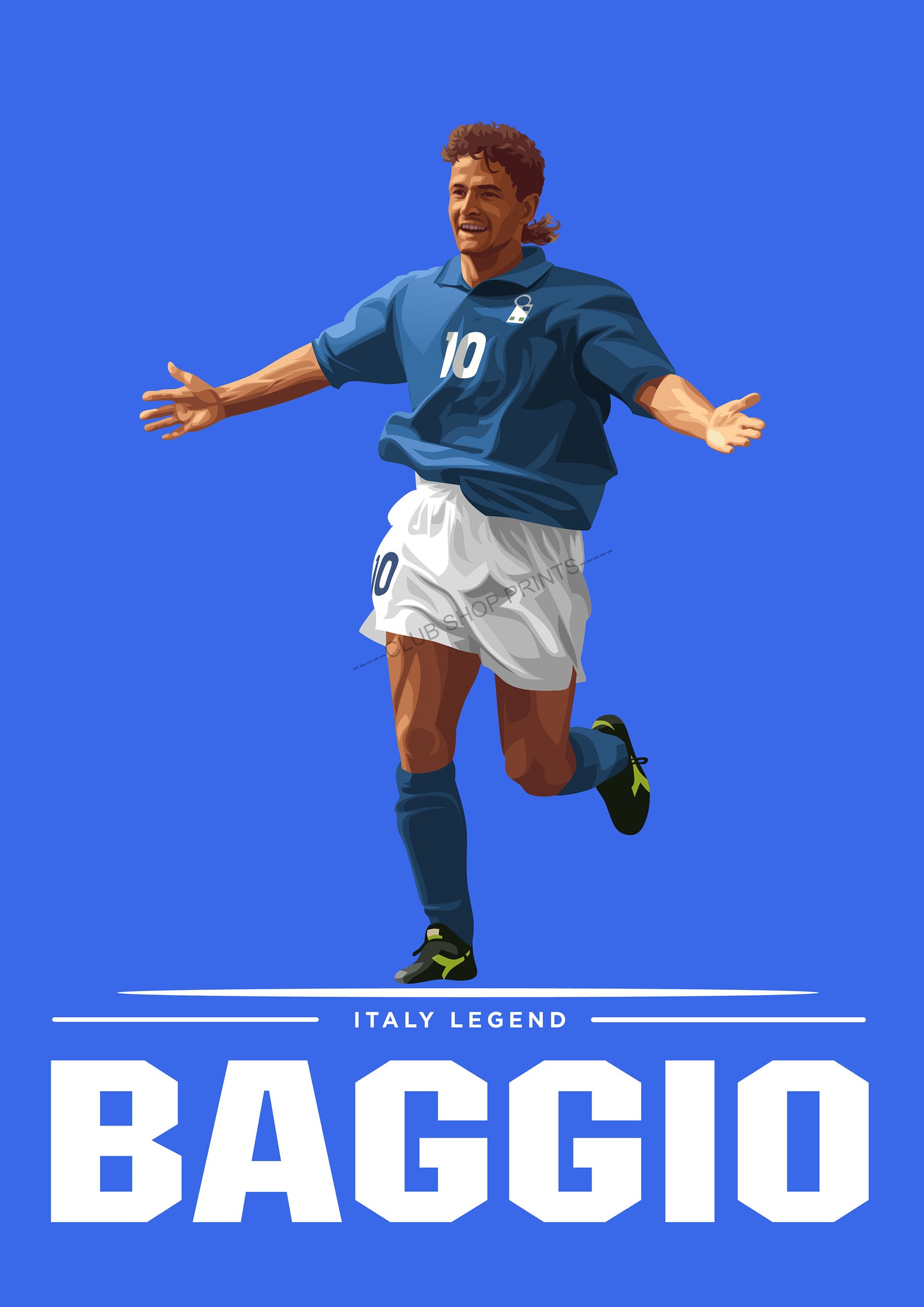 Roberto Baggio Italy Art Print | Etsy