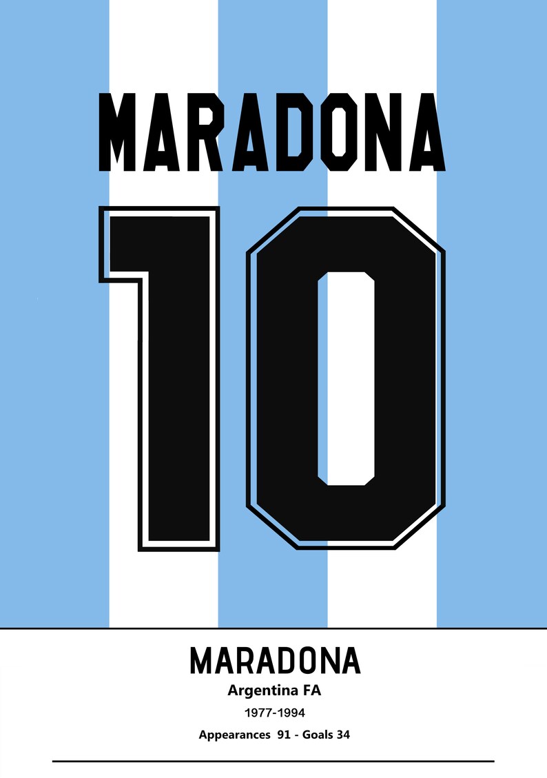 Maradona 10 Shirt Art Print - Etsy UK