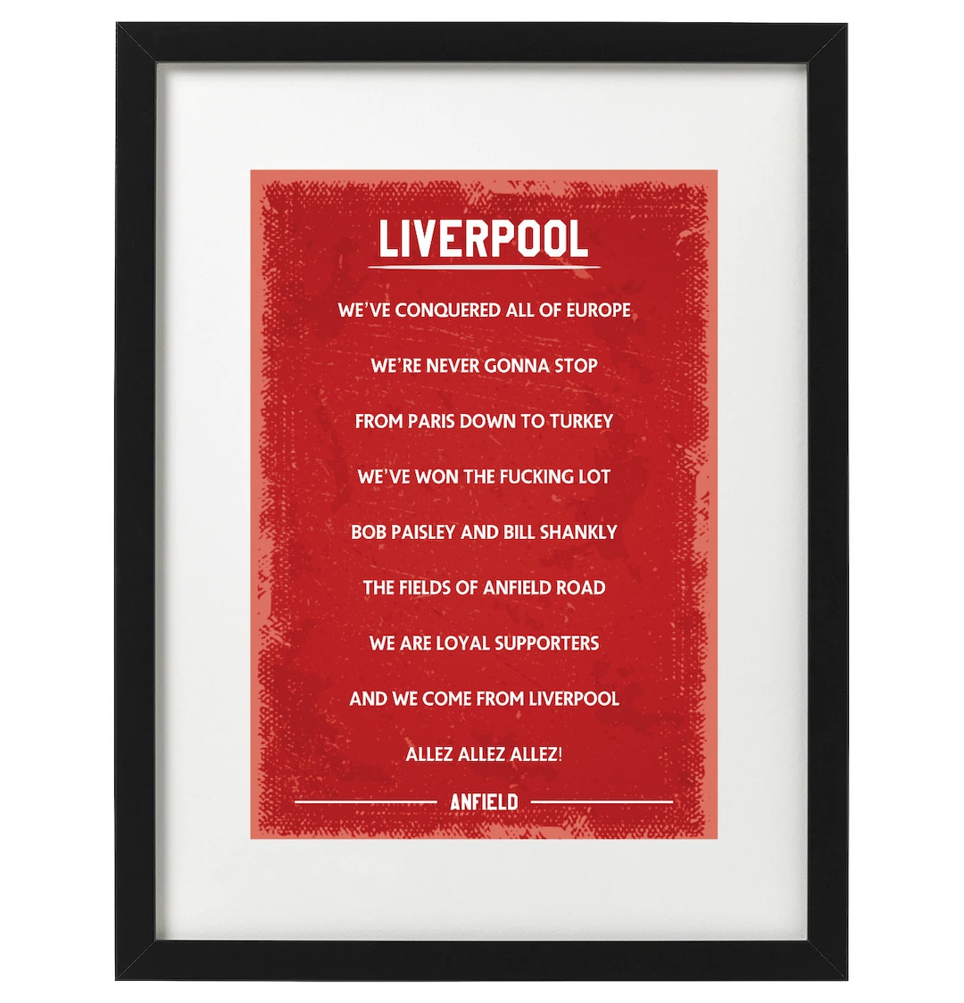 Liverpool FC Fans Song Allez Allez Allez Art Print - Etsy