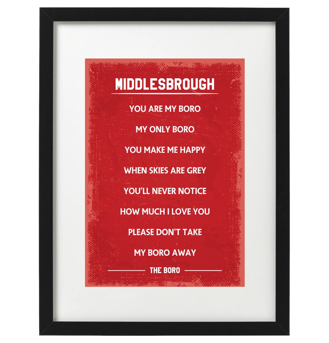 Middlesbrough FC Fans Song Art Print - Etsy