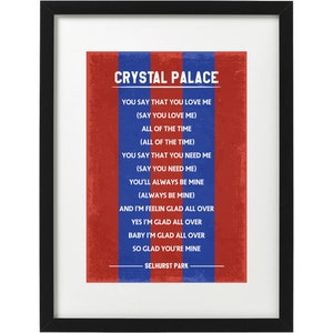 Crystal Palace Glad all over song art print | Etsy