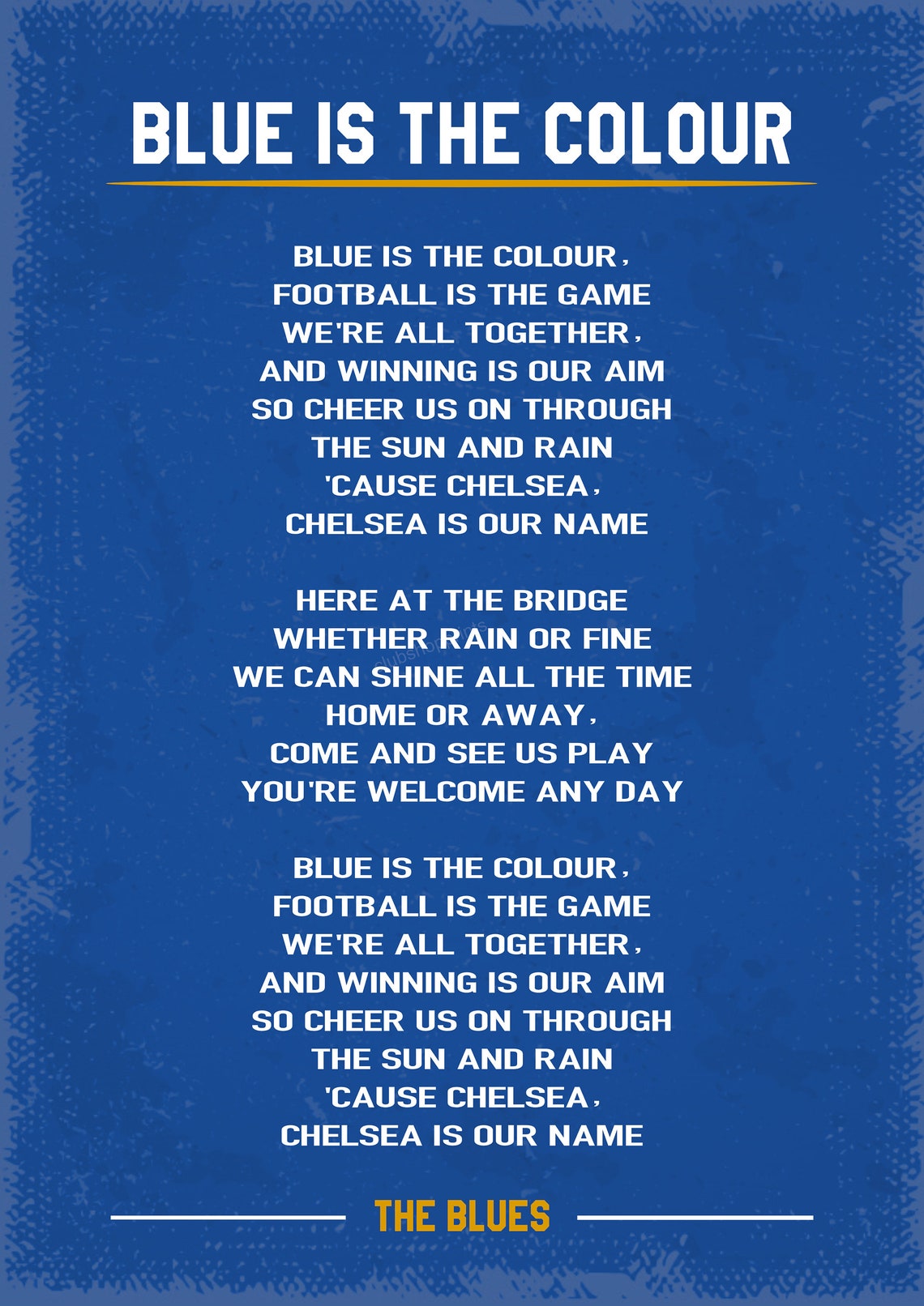 Chelsea Fans Song Blue is the Colour Art Print - Etsy