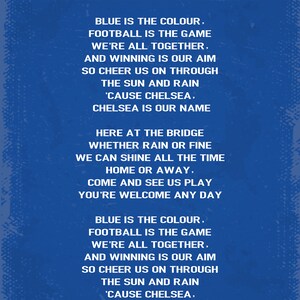 Chelsea Fans Song Blue is the Colour Art Print - Etsy