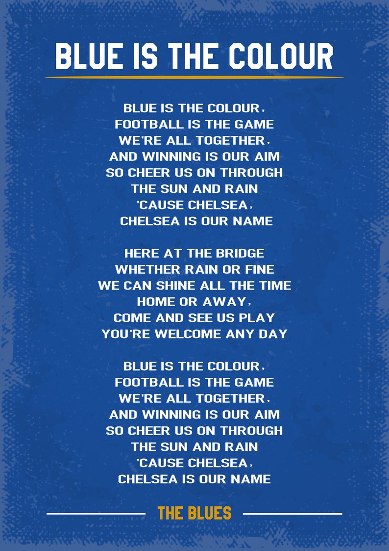 Chelsea Fans Song Blue is the Colour Art Print - Etsy