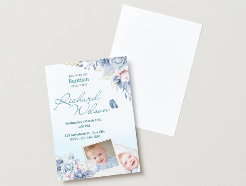 Baptism Christening Invitation Template, Editable Printable (digital ...