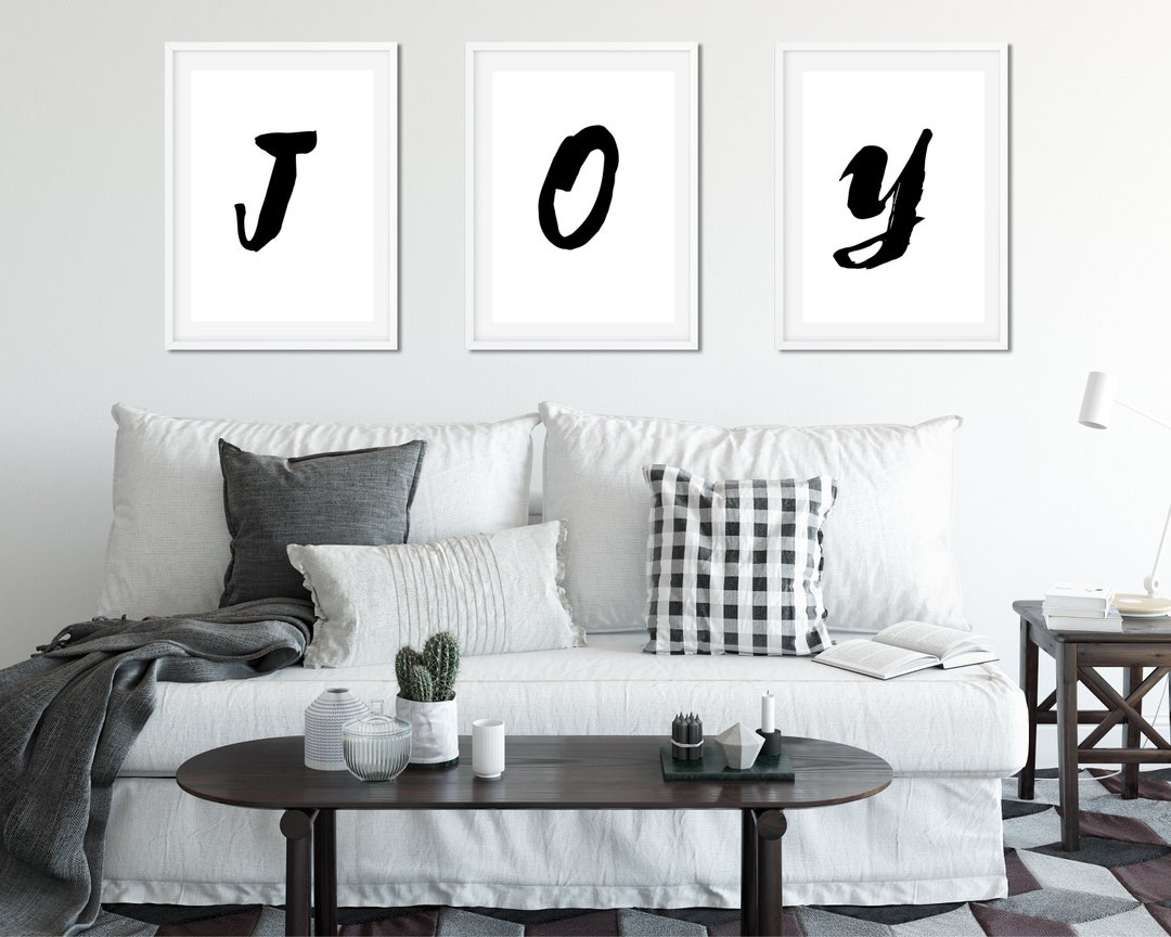 Joy Wall Art Print Set of 3,apartment Decor,living Room Decor, Above ...