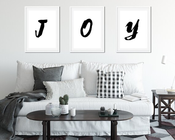 Joy Wall Art Print Set of 3apartment Decorliving Room Decor | Etsy