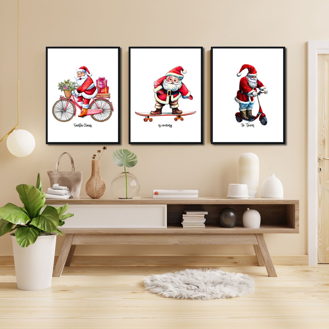 Vintage Santa Claus Print Set of 3,holiday Printables,retro Posters ...