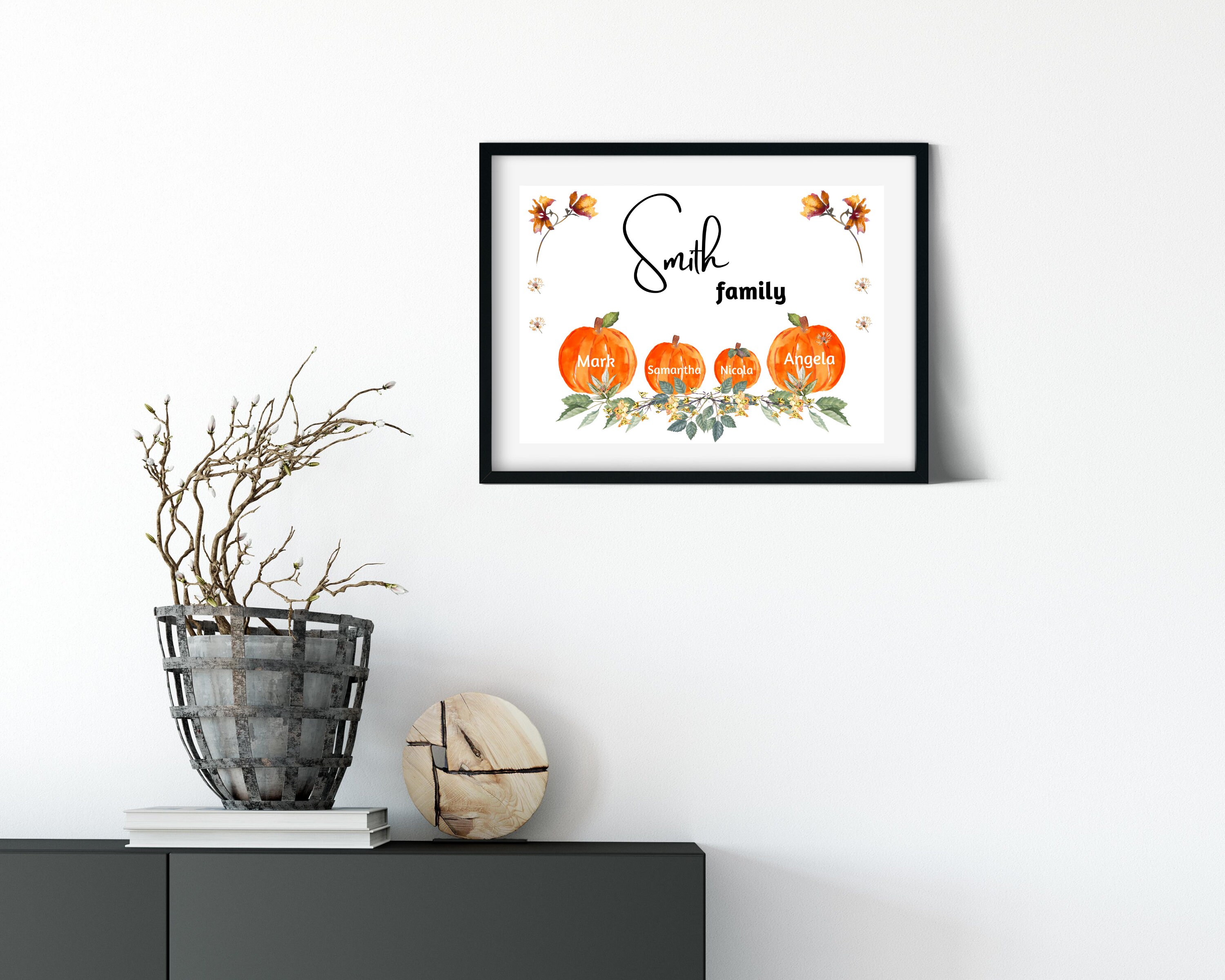 Personalised Pumpkin Family Tree Print Autumn Decor, Custom Family ...