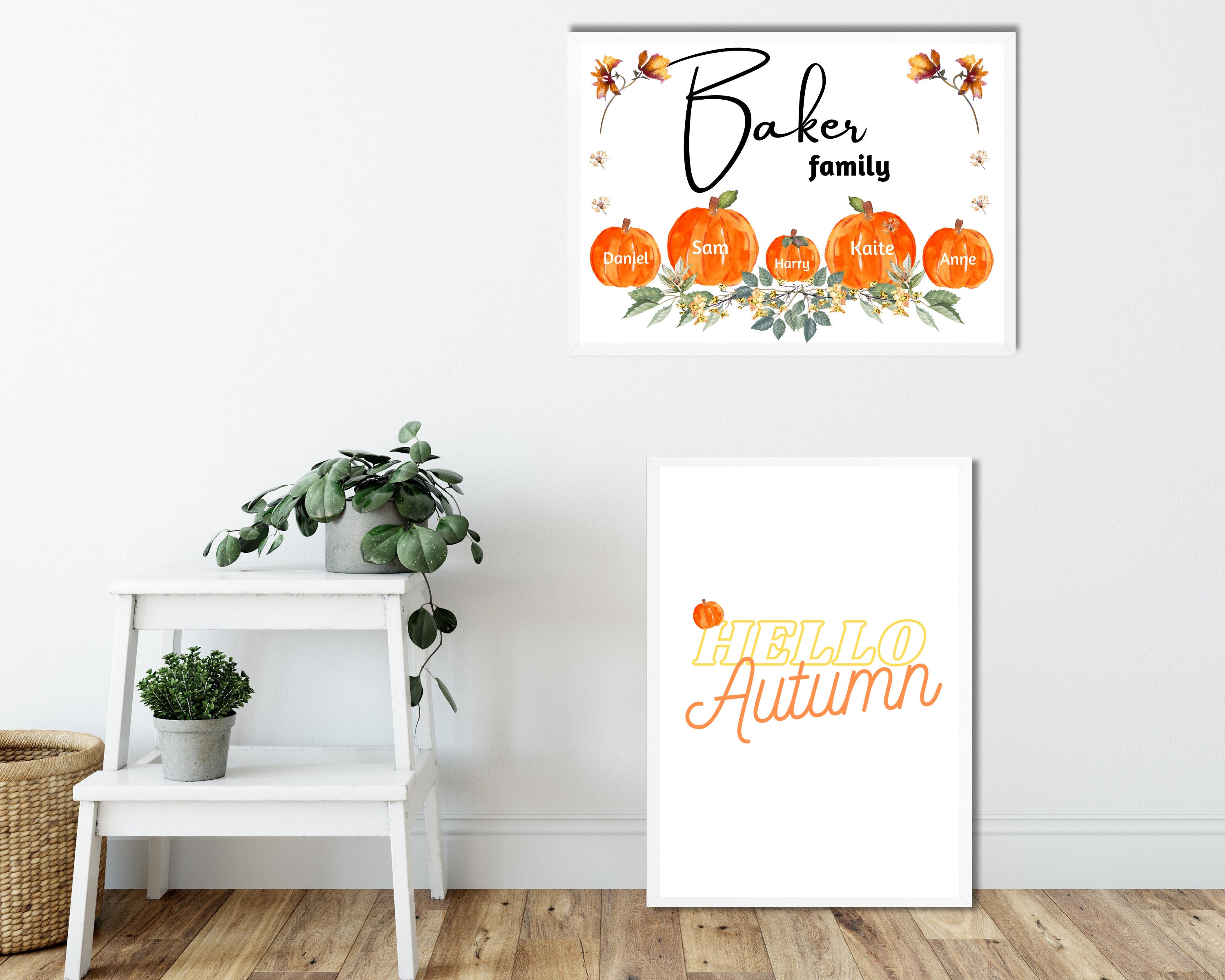 Personalised Pumpkin Family Tree Print Autumn Decor, Custom Family ...