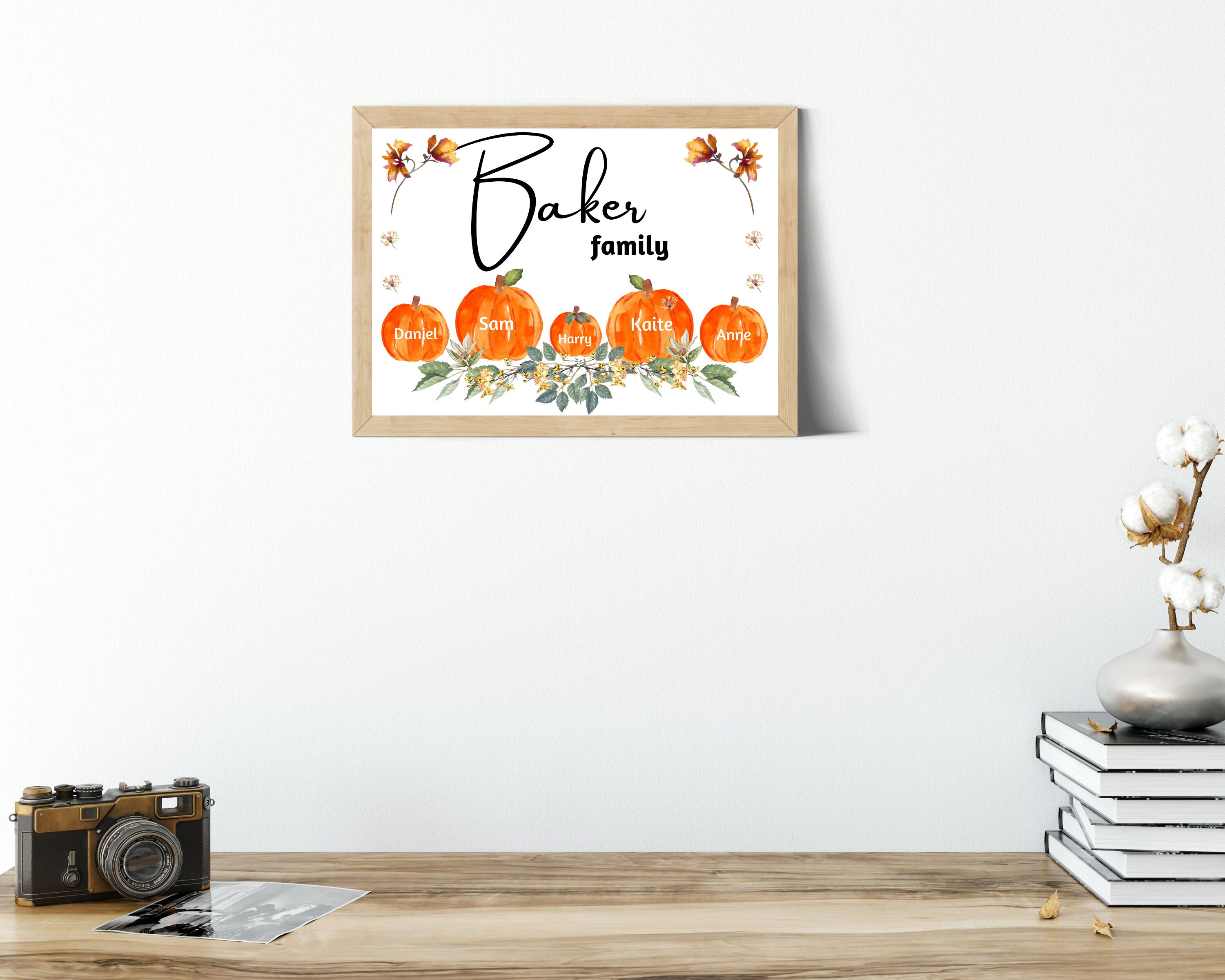 Personalised Pumpkin Family Tree Print Autumn Decor, Custom Family ...