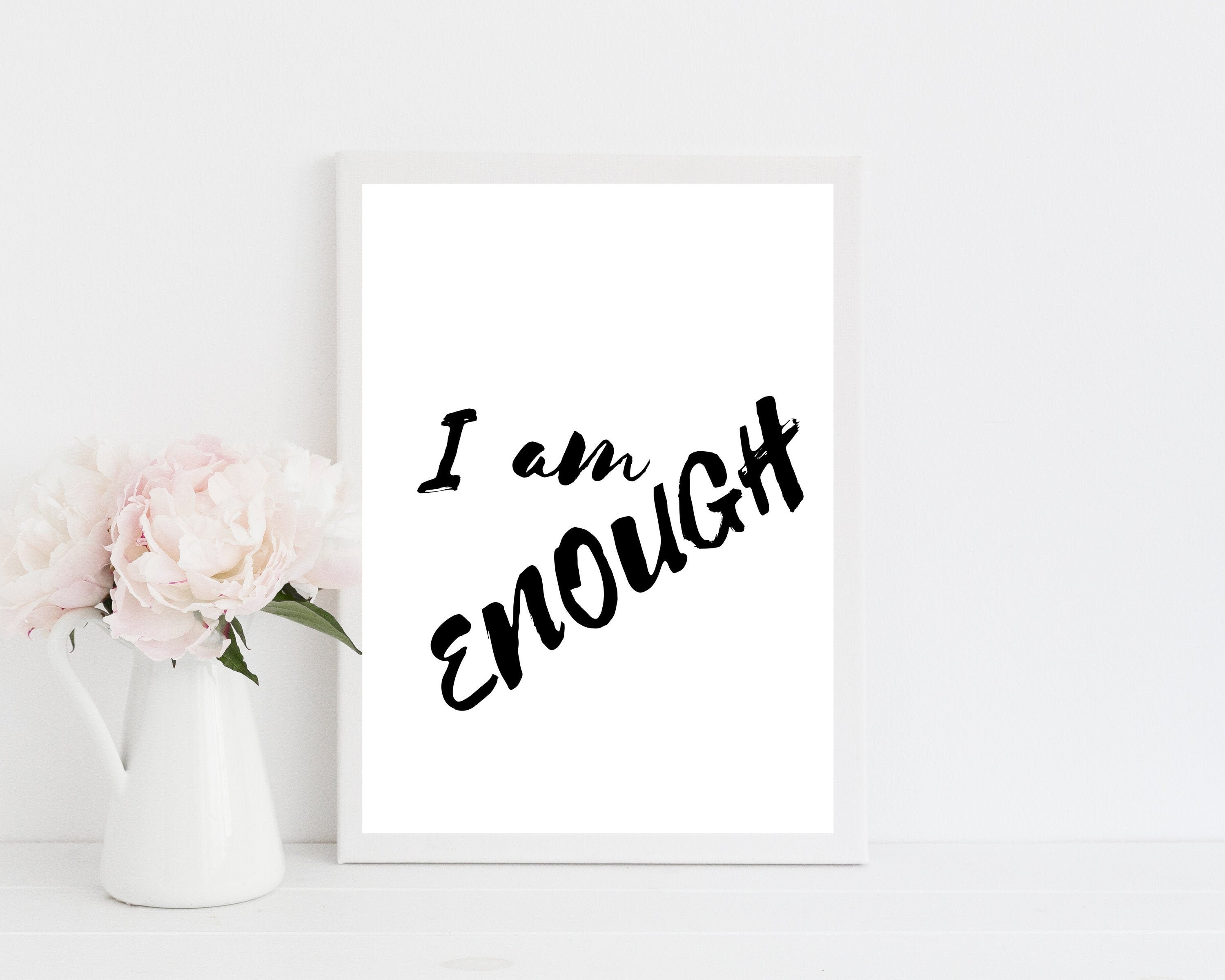 I Am Enough Poster,living Room Print,bedroom Print,hand Lettered Print ...