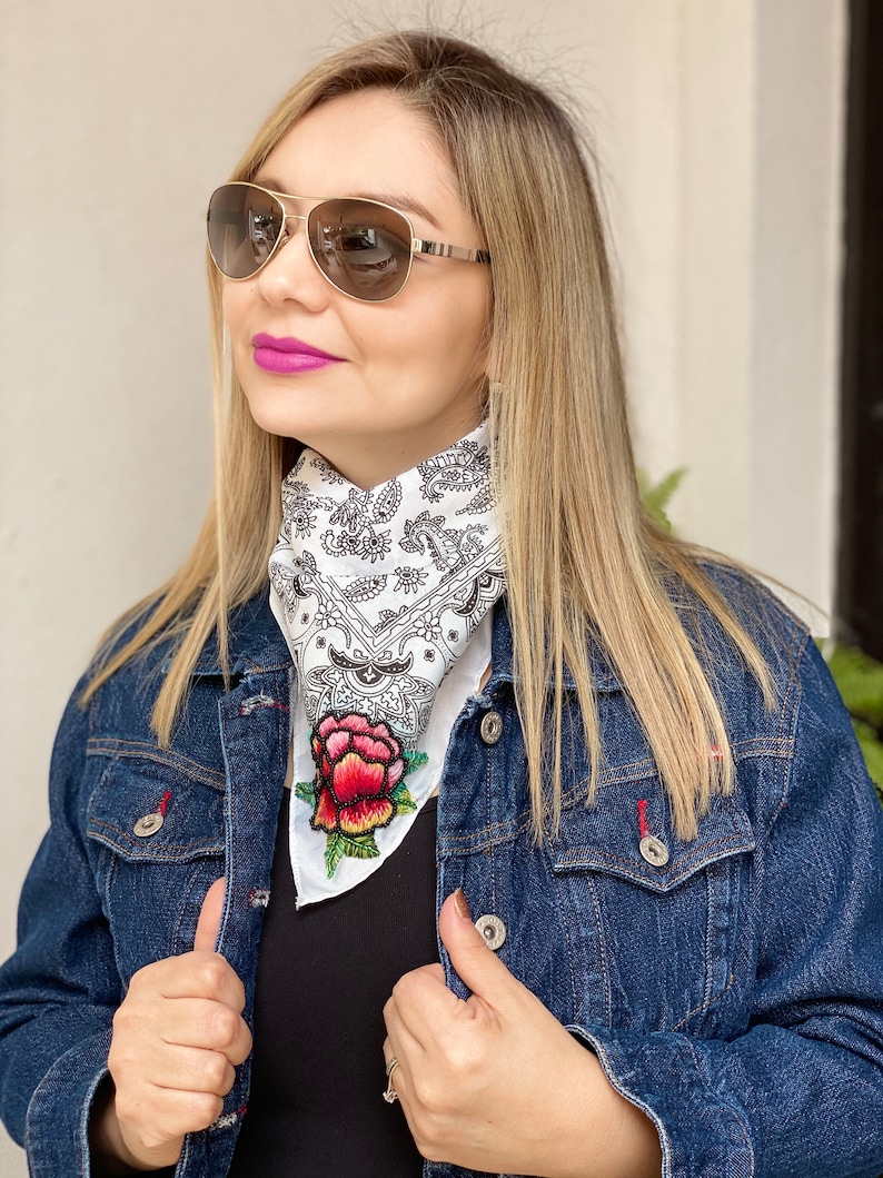Embroidered Bandana - Etsy
