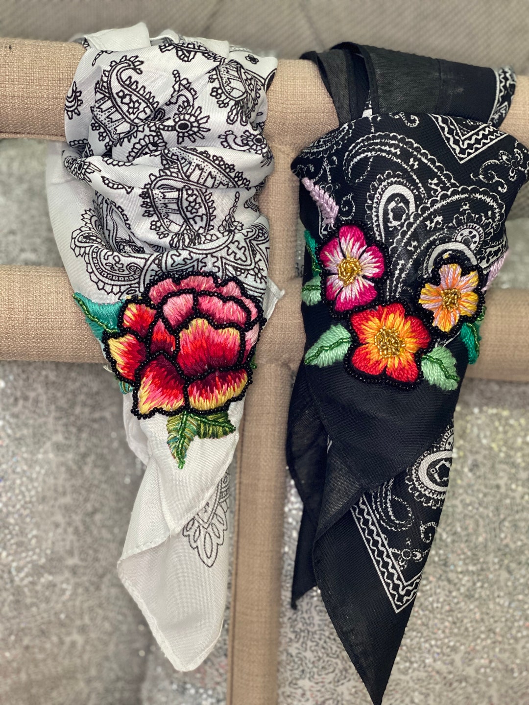 Embroidered Bandana - Etsy