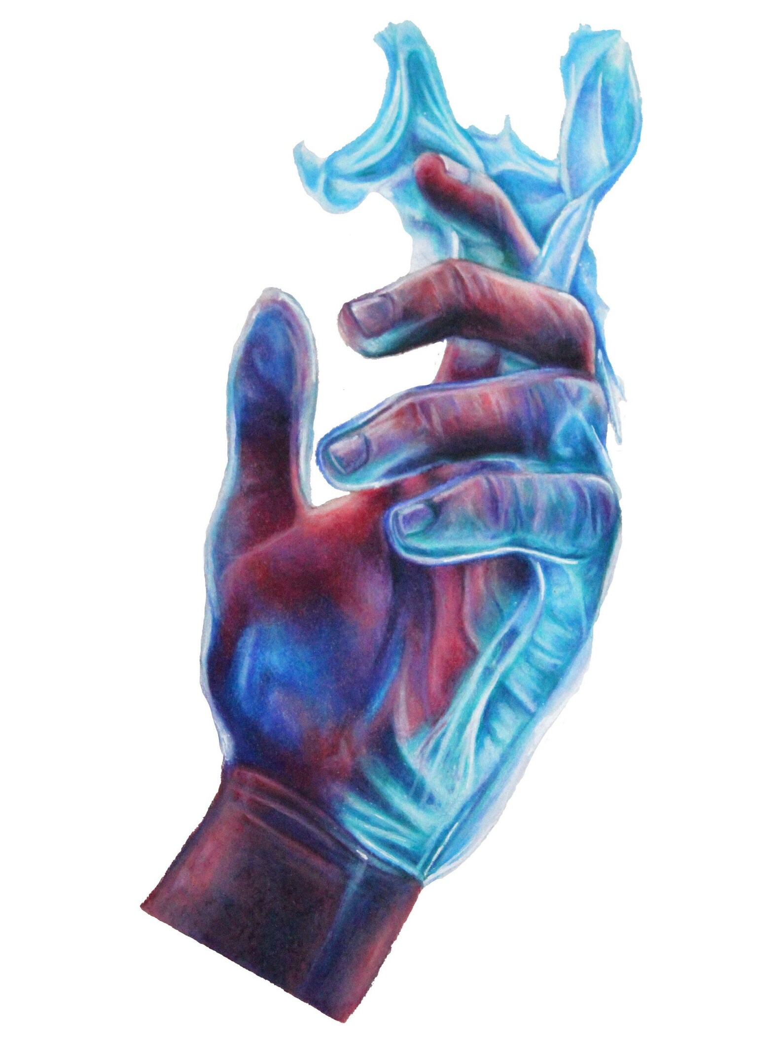 Fire hand art print art print art poster Wall art Blue | Etsy