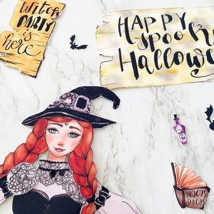 Halloween Witch Paper Doll Articulated Paper Doll | Etsy