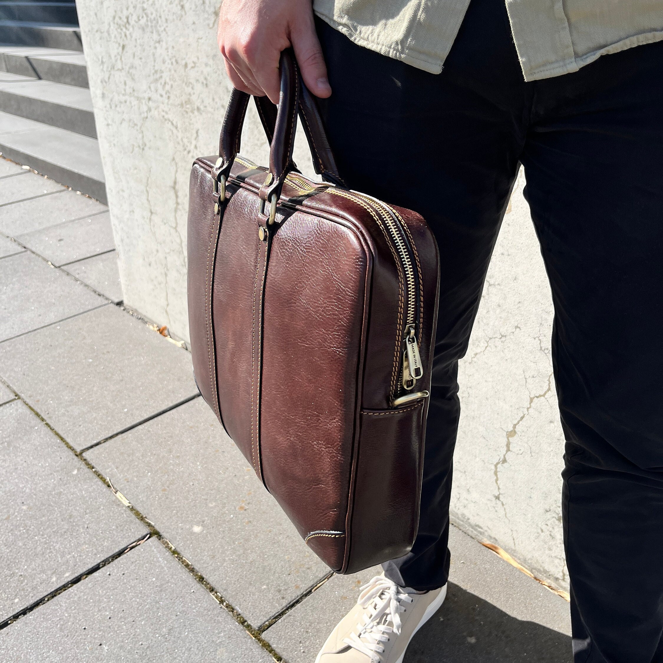 Leder Aktentasche für Herren, Businesstasche personalisiert, Bürotasche ...