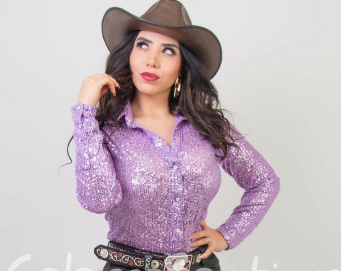 Purple Western Shirt, Sequin Western Shirt, Woman's Western Shirt ...