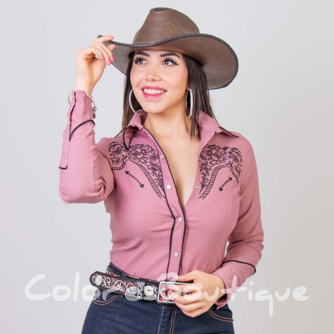 Western Buttom up Shirt Woman, Woman Western Shirt, Embroidered Wester ...