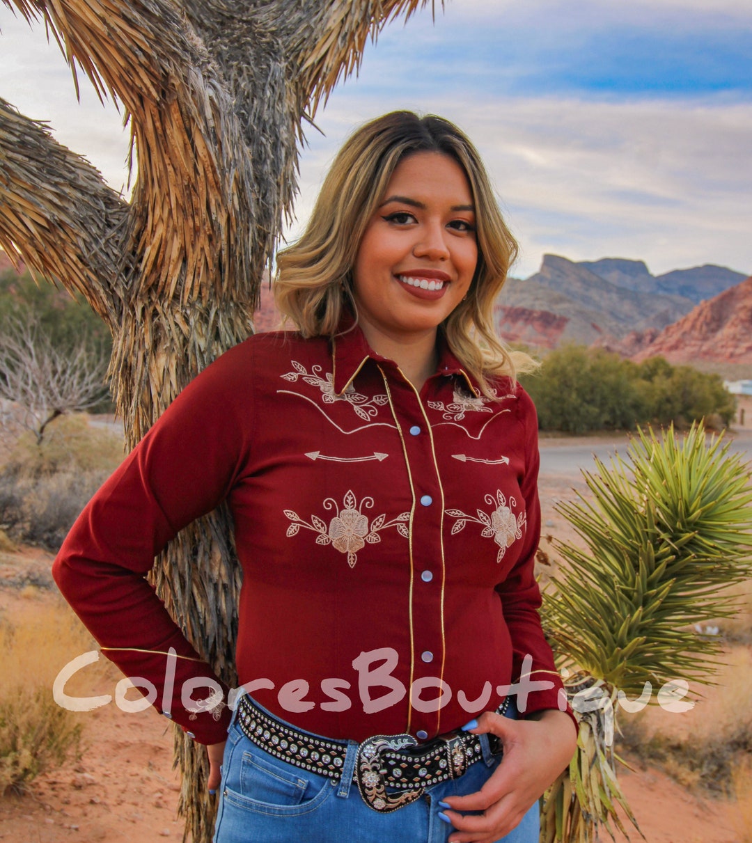 Embroidered Western Shirt, Western Shirt Women, Western Button up Shirt ...