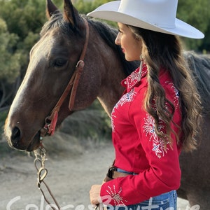 Red Patriotic Western Shirt, Women's Western Shirt , Bling Western ...