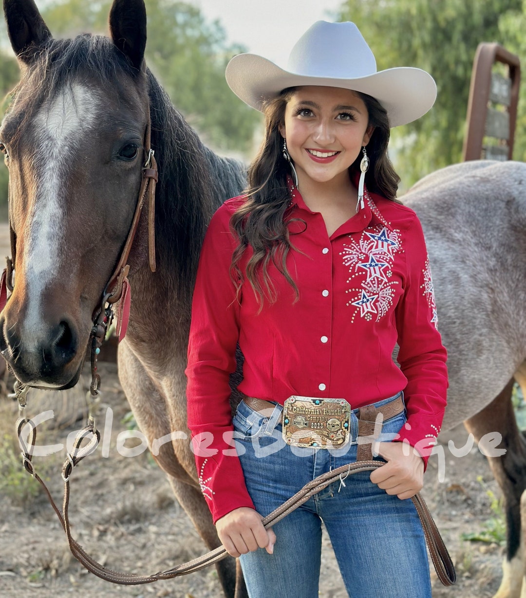 Red Patriotic Western Shirt, Women's Western Shirt , Bling Western ...