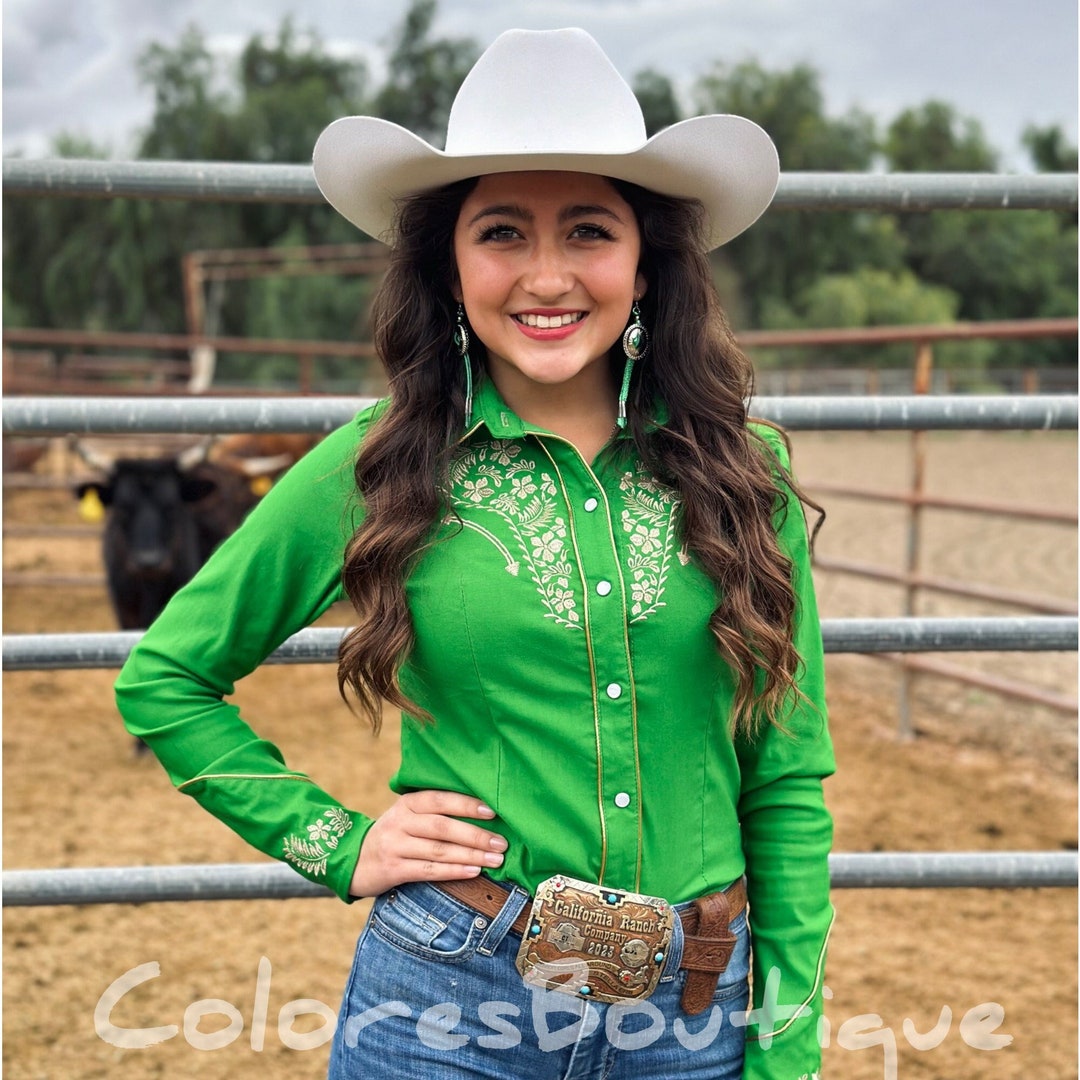 Lime Green Western Shirt, Western Shirts for Women, Womens Western ...