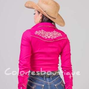 Pink Western Shirt for Woman, Woman Western Shirt, Embroidered Wester ...