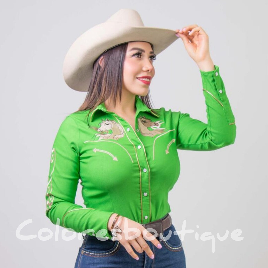 Western Buttom up Shirt Woman, Woman Western Shirt, Embroidered Wester ...