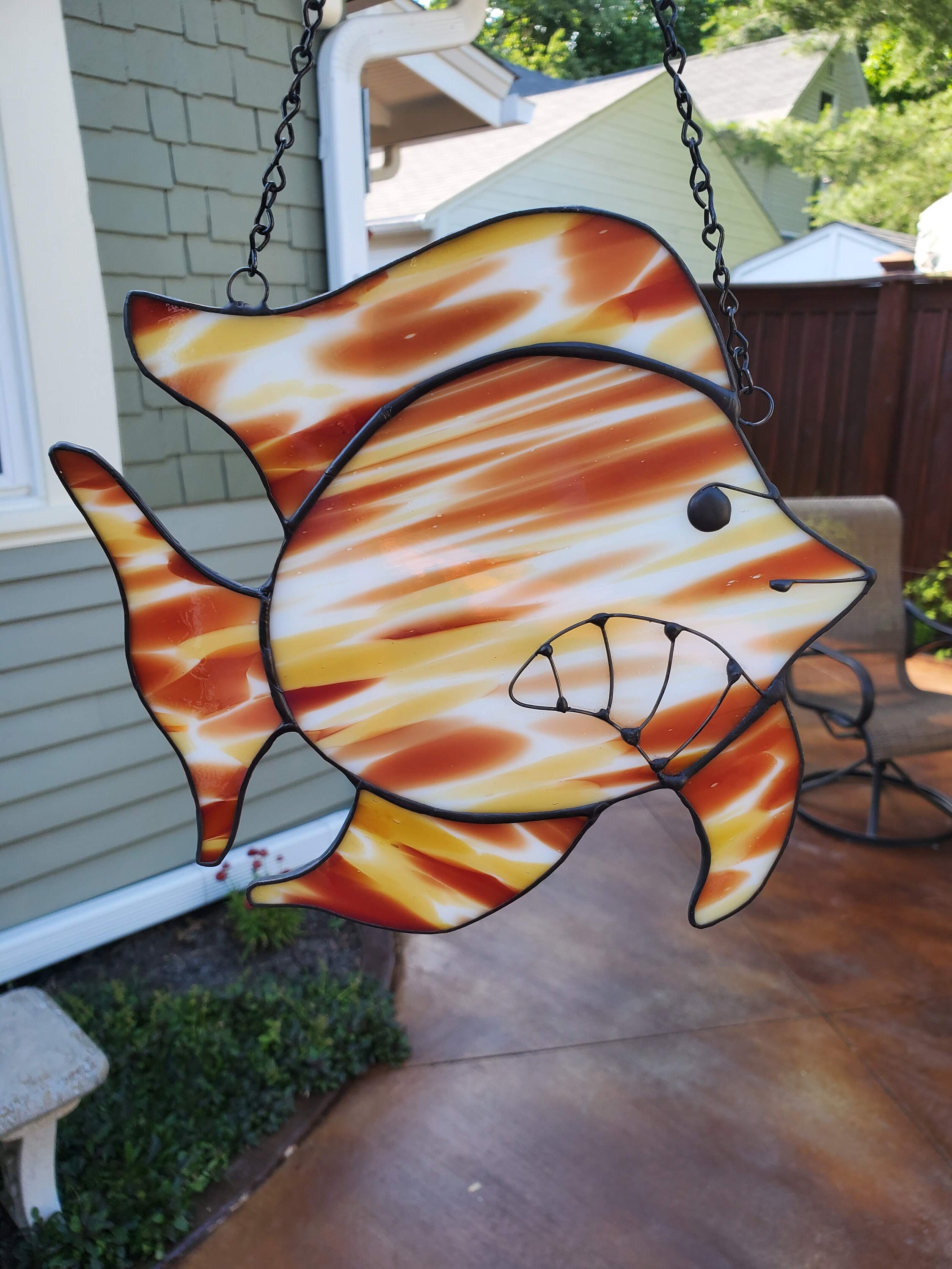 Stained Glass Gold Fish Suncatcher Patio Garden Decor Under | Etsy