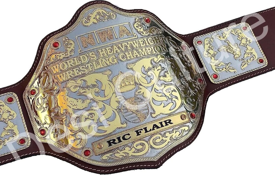 NWA Big Gold Dual Plated World Heavyweight Championship Title Belt ...