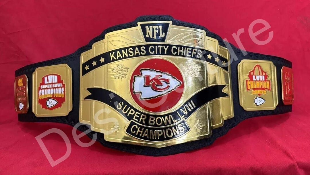 Custom Kansas City Chiefs Super Bowl LVIII Championship Belt Adult Size ...