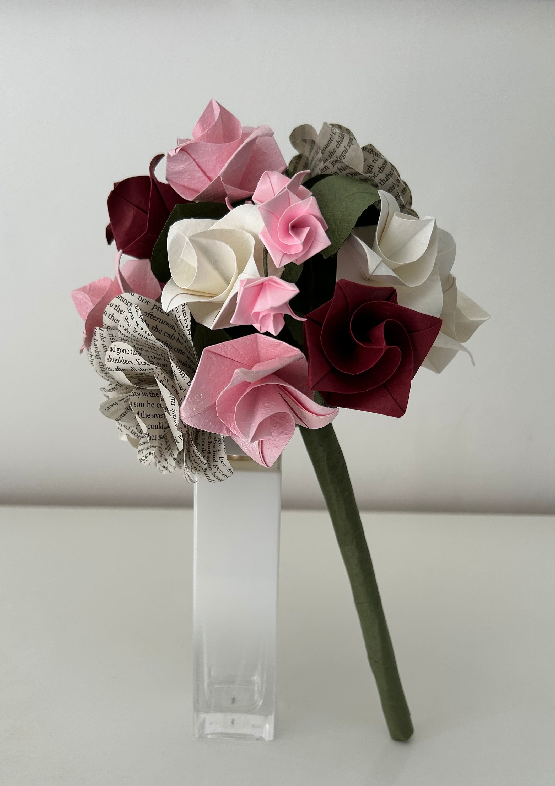 Origami and Book Paper Roses Bouquet for Wedding, Anniversaries ...