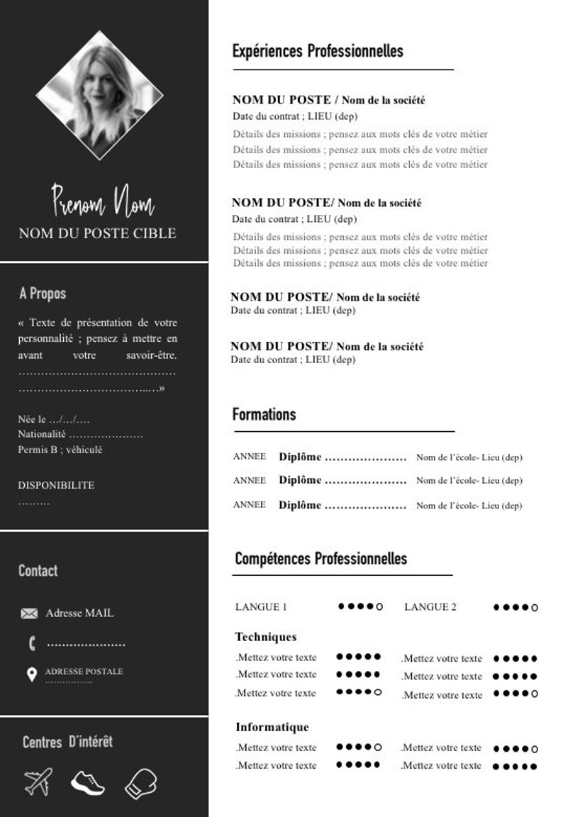 2 modelos de CV modernos en francés / 2 versiones profesionales ...