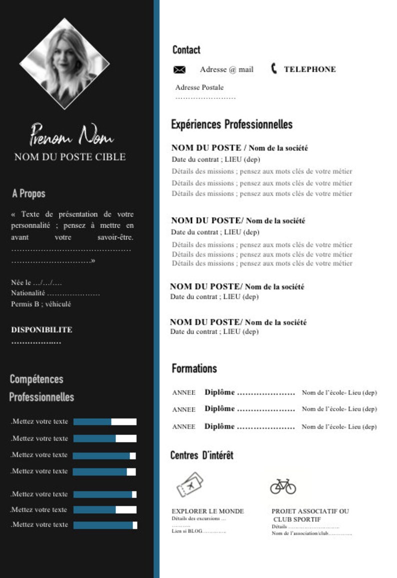 2 modelos de CV modernos en francés / 2 versiones profesionales ...